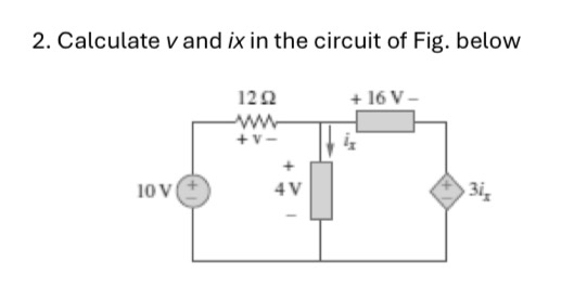 Solved Calculate v ﻿and ix in the circuit of Fig. below | Chegg.com