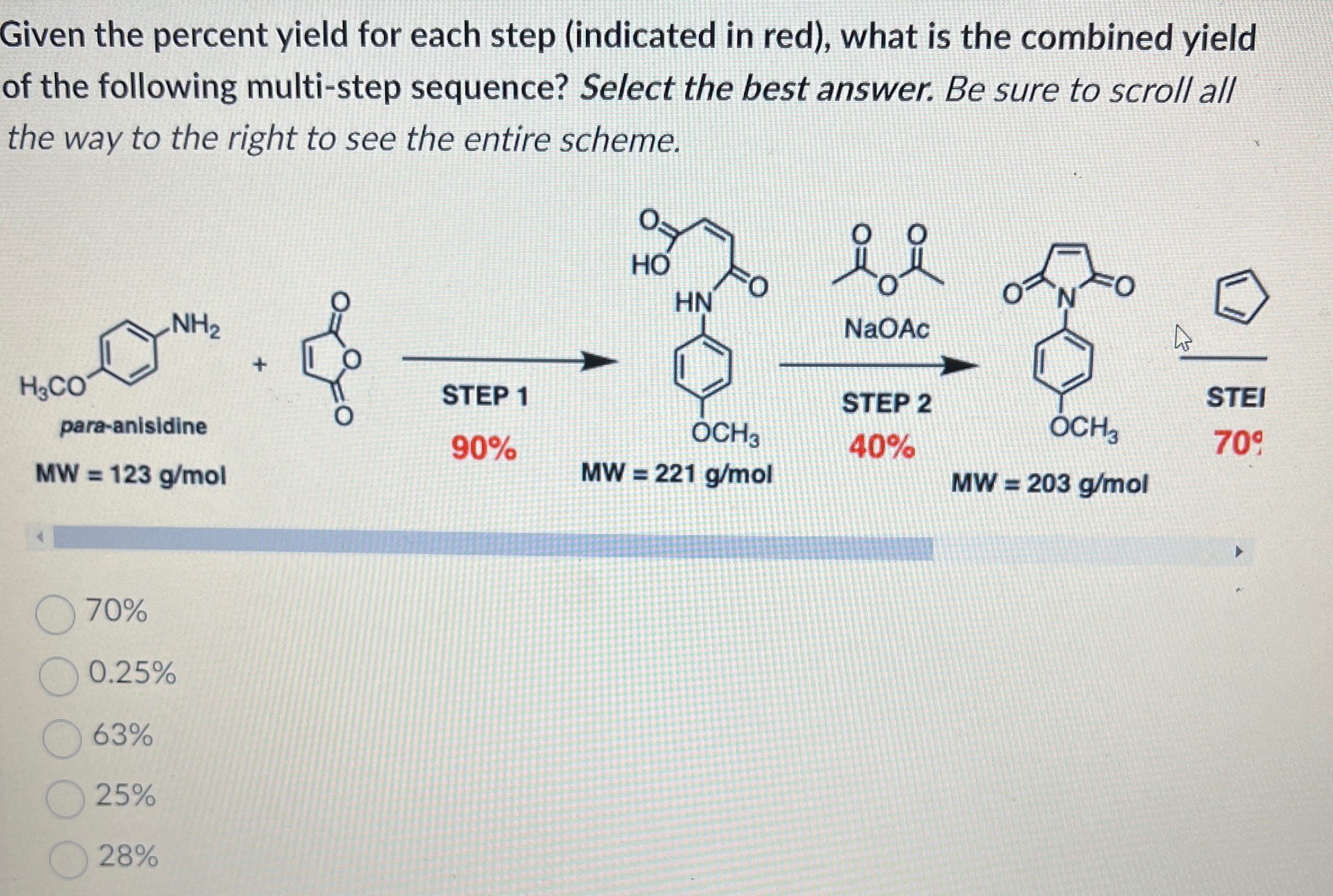 Solved Given the percent yield for each step (indicated in | Chegg.com