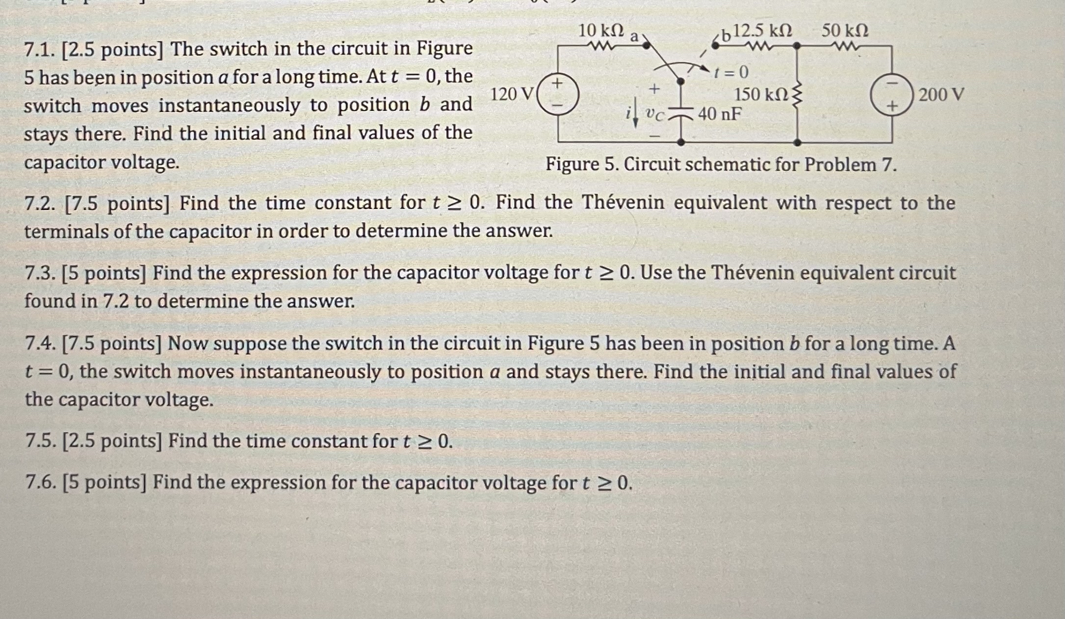 Solved 7.1. [2.5 ﻿points] ﻿The switch in the circuit in | Chegg.com