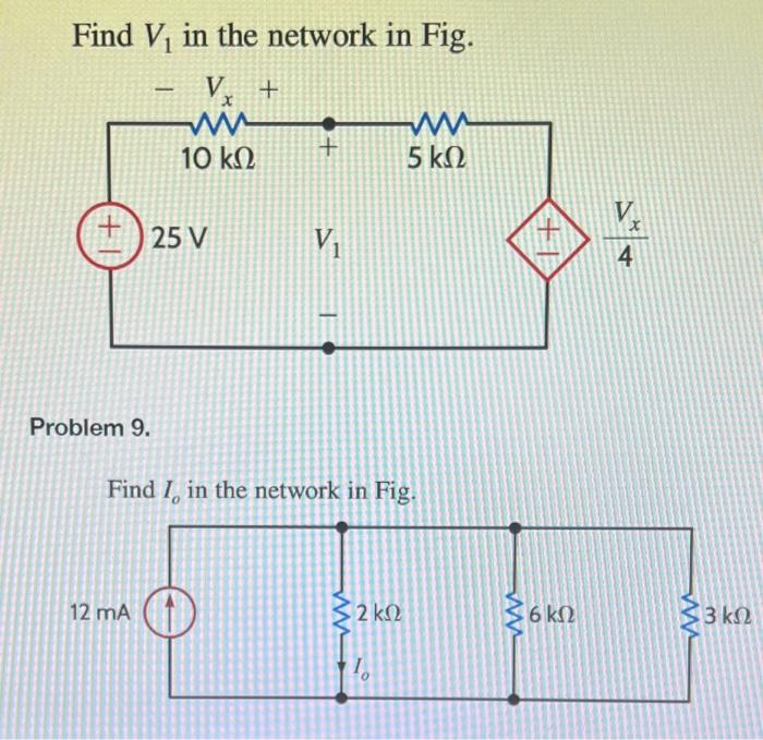 Solved Find V1 in the network in Fig. oblem 9. Find Io in | Chegg.com