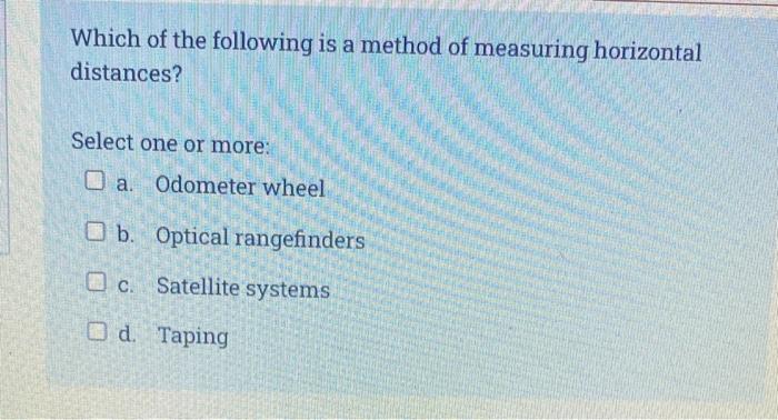Solved Which of the following is a method of measuring | Chegg.com