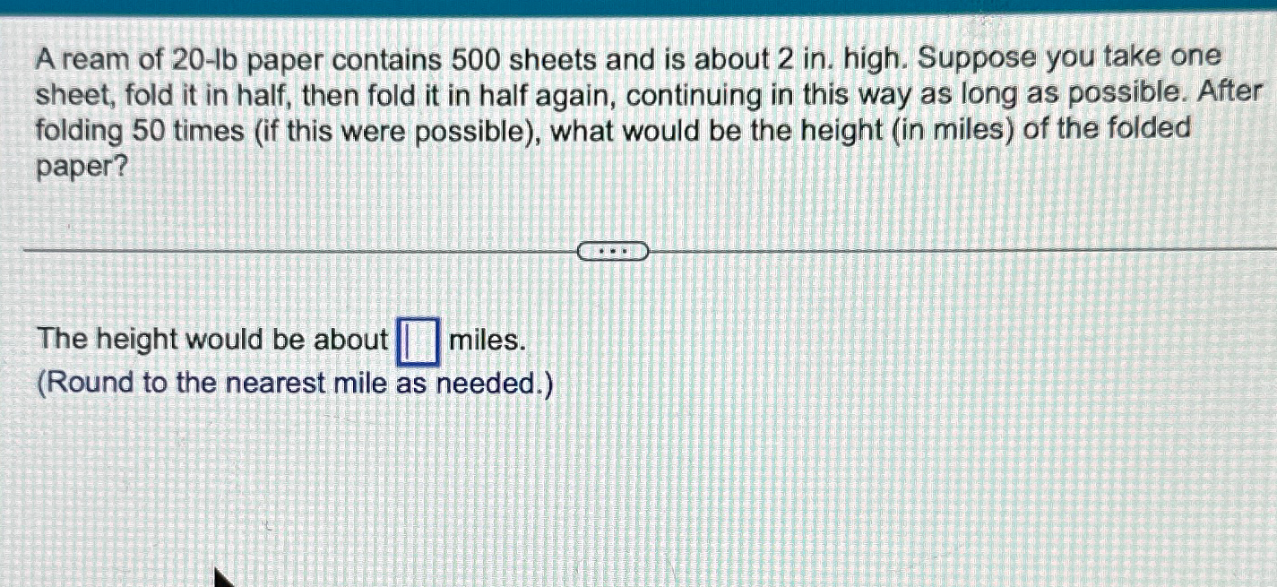 Solved A ream of 20-lb ﻿paper contains 500 ﻿sheets and is | Chegg.com