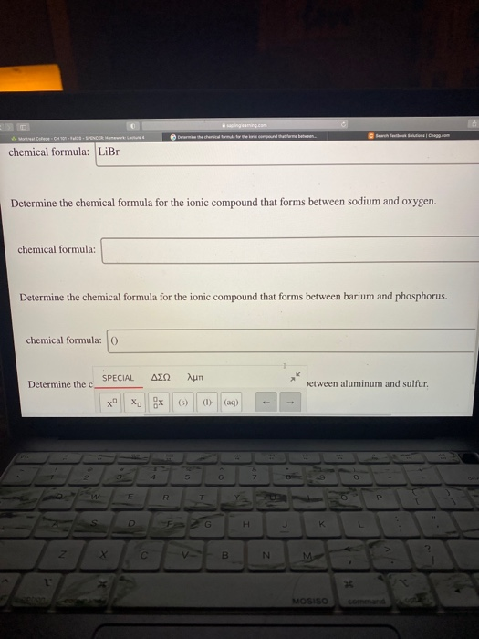 Solved chemical formula: LiBr Determine the chemical formula | Chegg.com