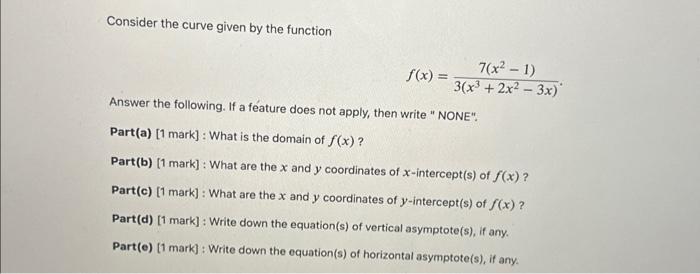 Solved Consider the curve given by the function | Chegg.com