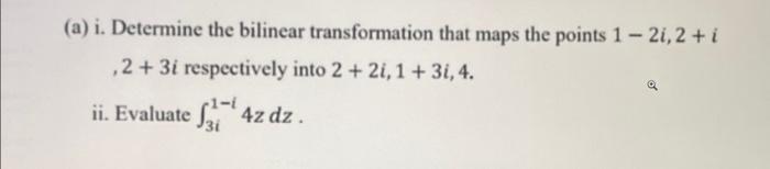 Solved (a) i. Determine the bilinear transformation that | Chegg.com