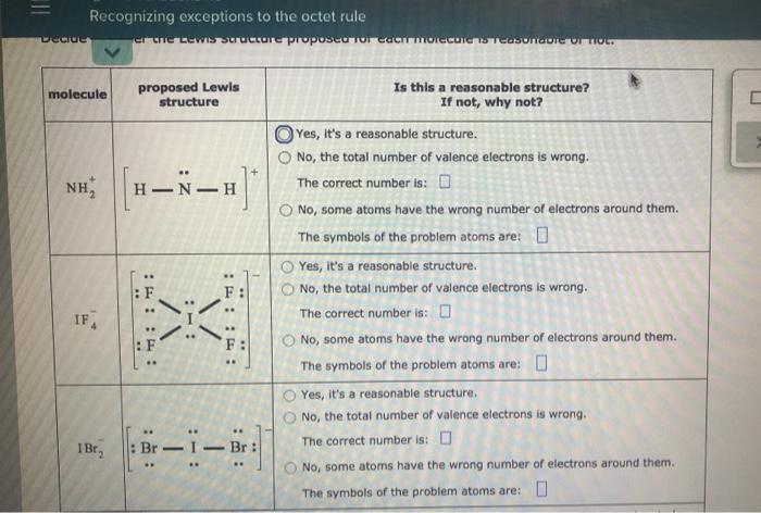 Solved Recognizing exceptions to the octet rule CRIC LEWIS | Chegg.com