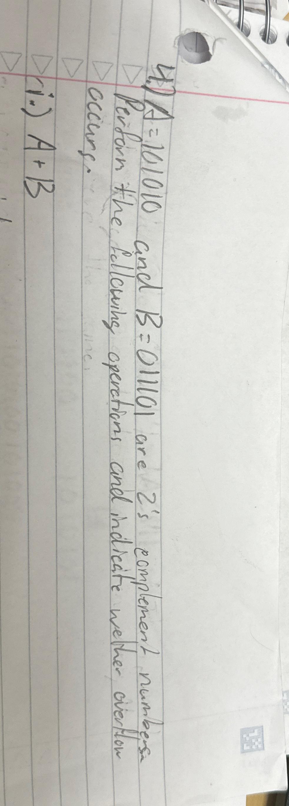 Solved 4.) A=101010 ﻿and B=011101 ﻿are 2 's complement | Chegg.com