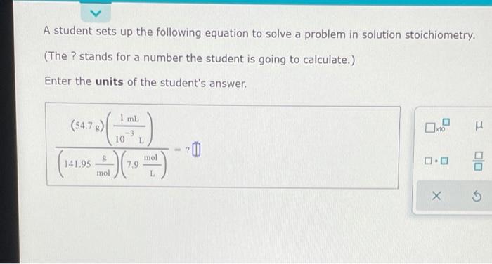 Solved A student sets up the following equation to solve a | Chegg.com