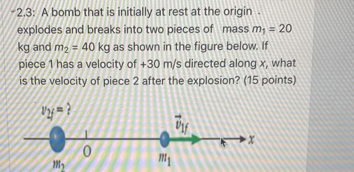 Solved 2.3: A bomb that is initially at rest at the origin | Chegg.com