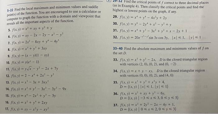 Solved 5-22 Find the local maximum and minimum values and | Chegg.com