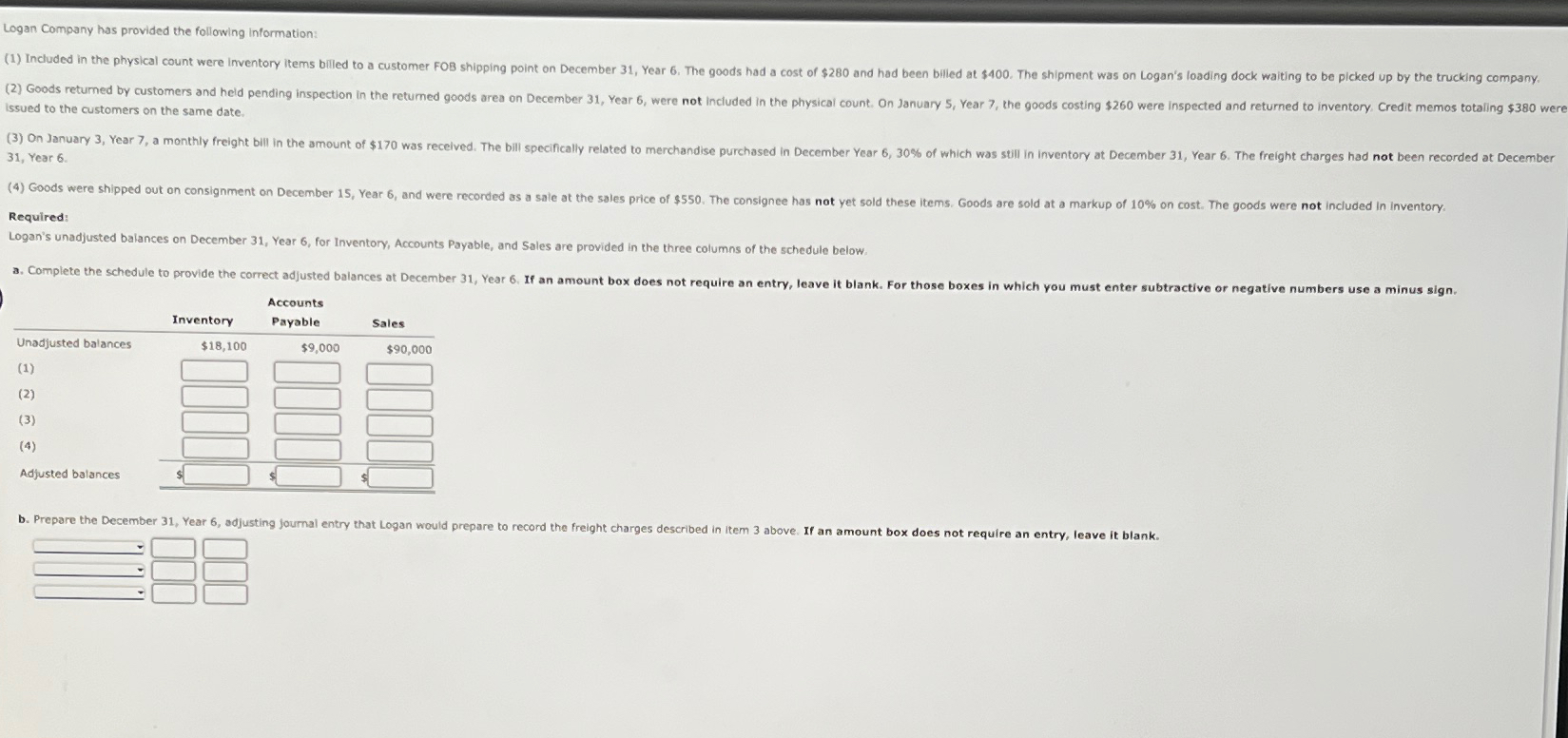 Solved Logan Company has provided the following information: | Chegg.com