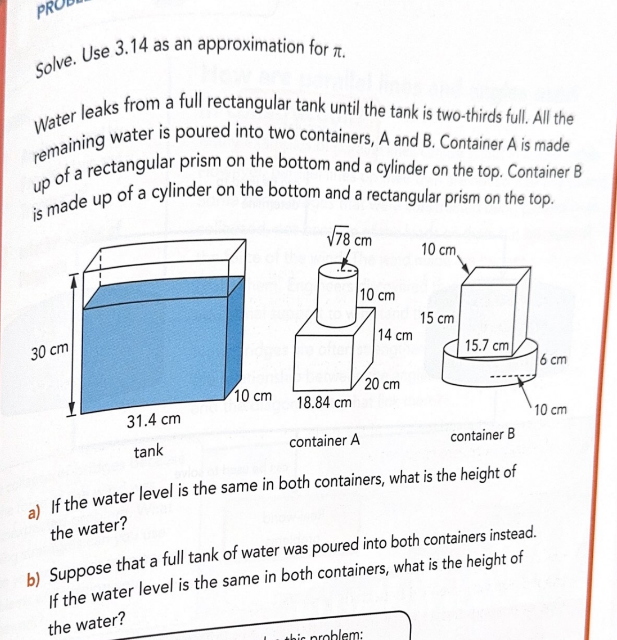 Solved Solve. Use 3.14 ﻿as an approximation for π.Water | Chegg.com