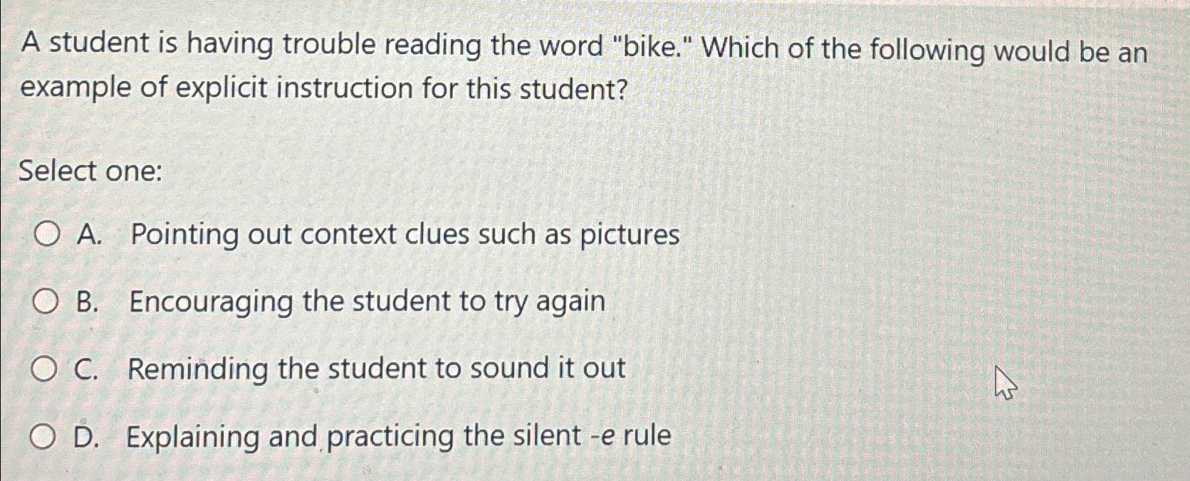 Solved A student is having trouble reading the word "bike." | Chegg.com