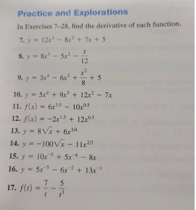 Solved Practice and Explorations In Exercises 7-28, find the | Chegg.com