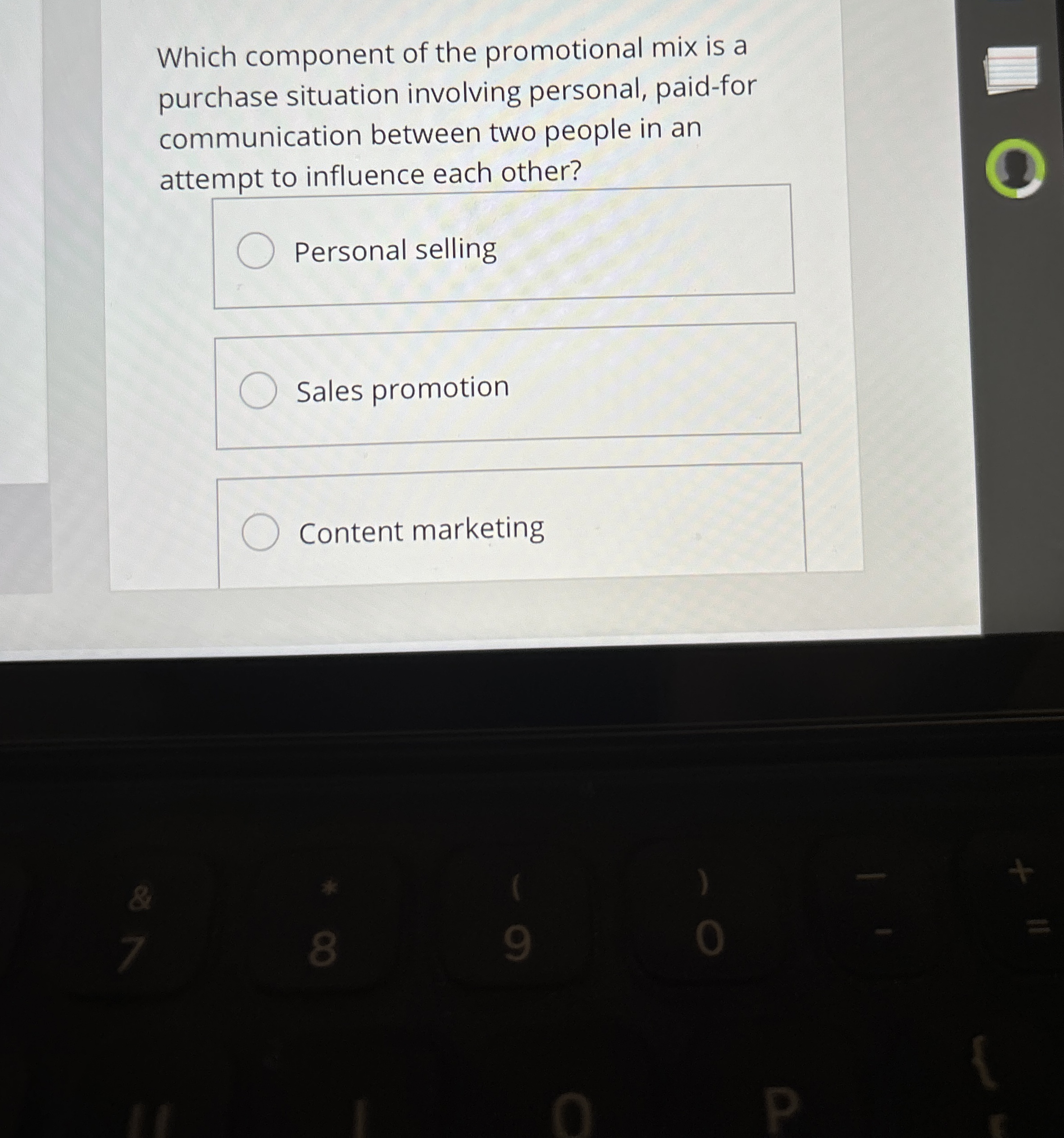 Solved Which component of the promotional mix is apurchase | Chegg.com