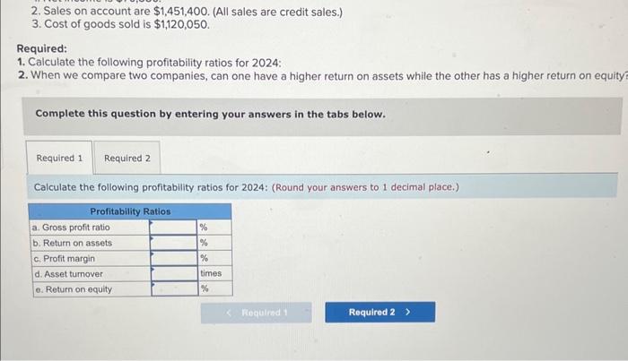 Solved Exercise 12-8 (Algo) Calculate profitability ratios | Chegg.com