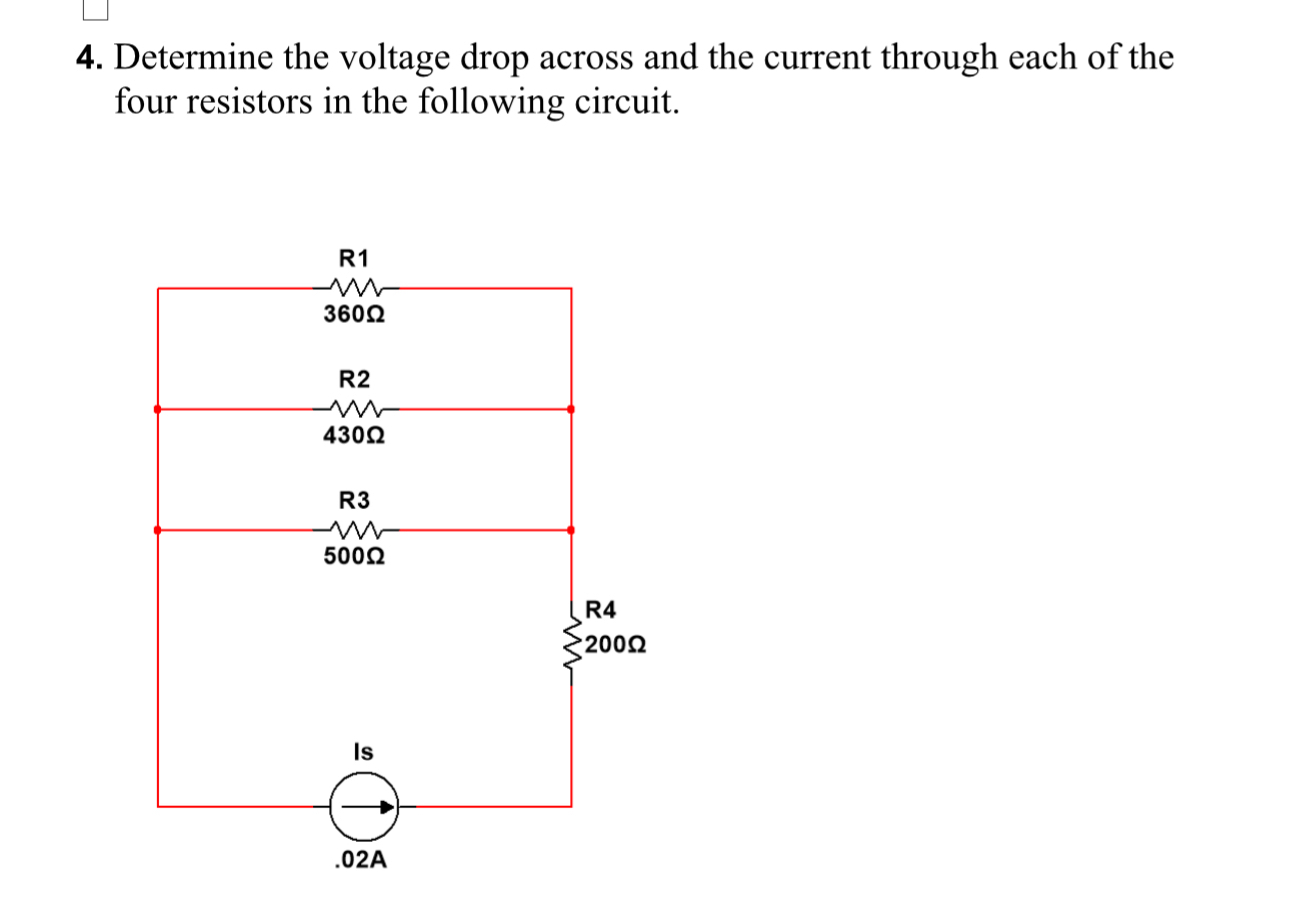 Solved Determine the voltage drop across and the current | Chegg.com