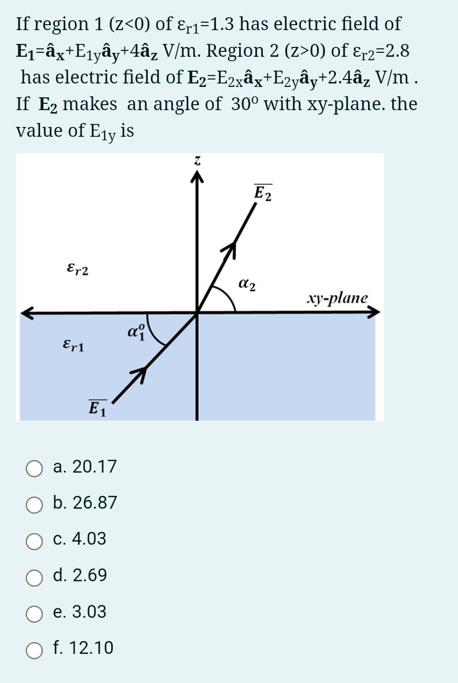 Solved If region 1 (z