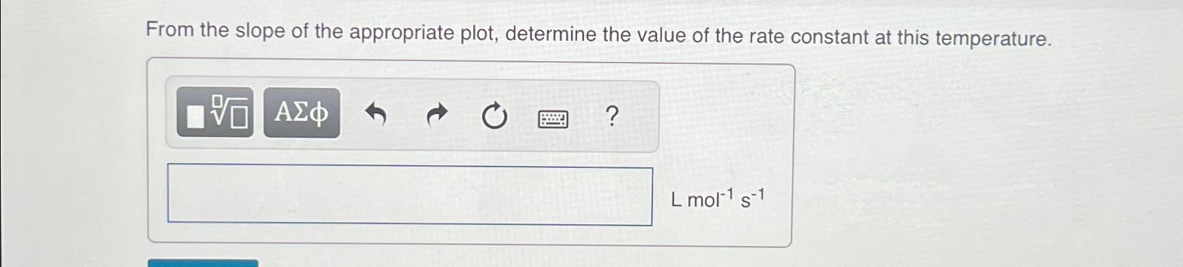 Solved From the slope of the appropriate plot, determine the | Chegg.com