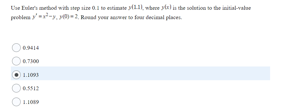 Solved Use Euler's method with step size 0.1 ﻿to estimate | Chegg.com