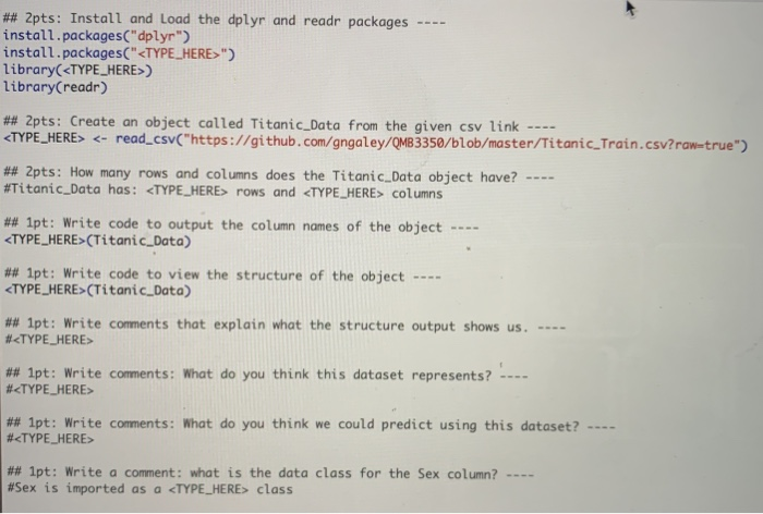 ## 2pts: Install and Load the dplyr and readr | Chegg.com