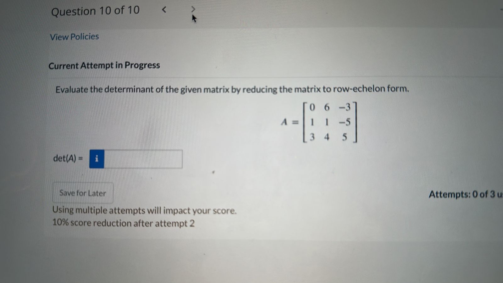 Solved Question 10 ﻿of 10View PoliciesCurrent Attempt in | Chegg.com