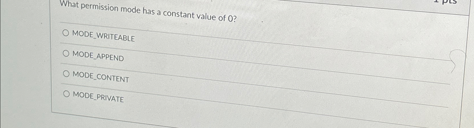 Solved What permission mode has a constant value of | Chegg.com