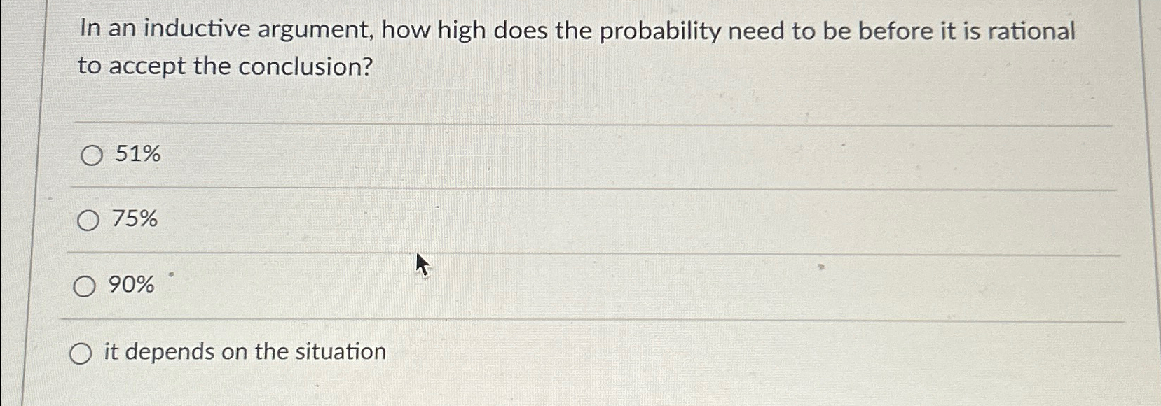 Solved In an inductive argument, how high does the | Chegg.com