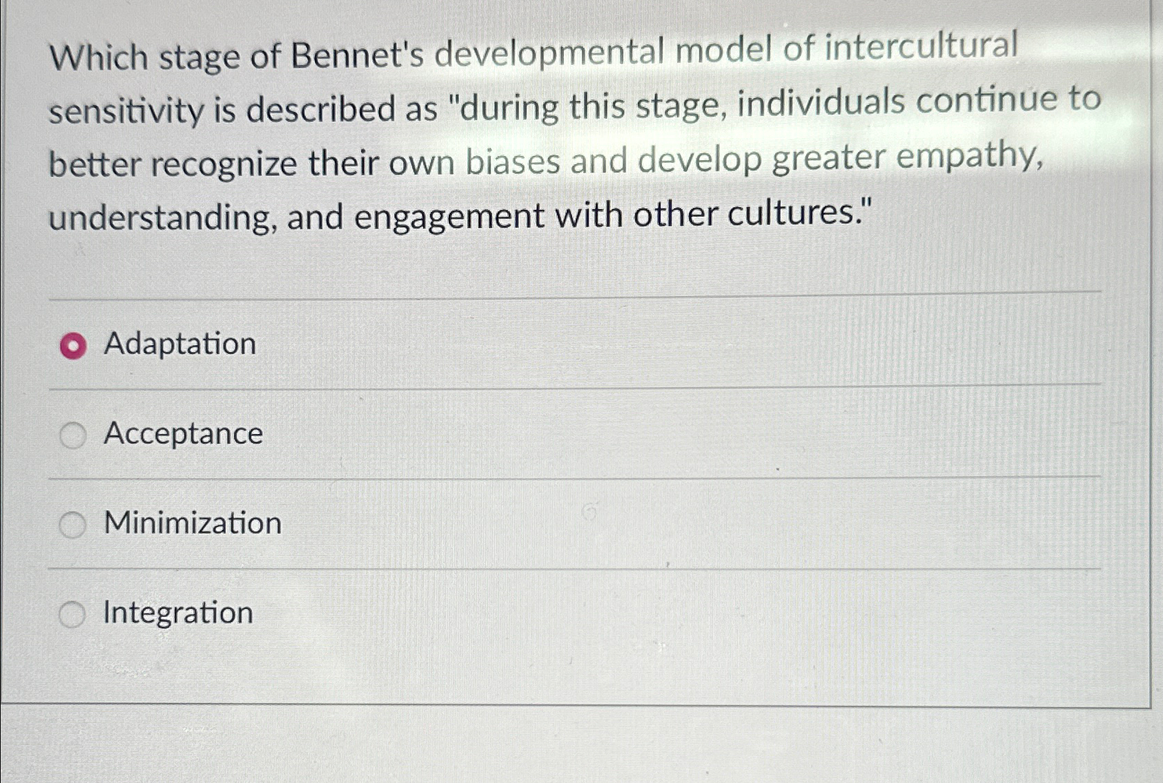 Solved Which stage of Bennet's developmental model of | Chegg.com