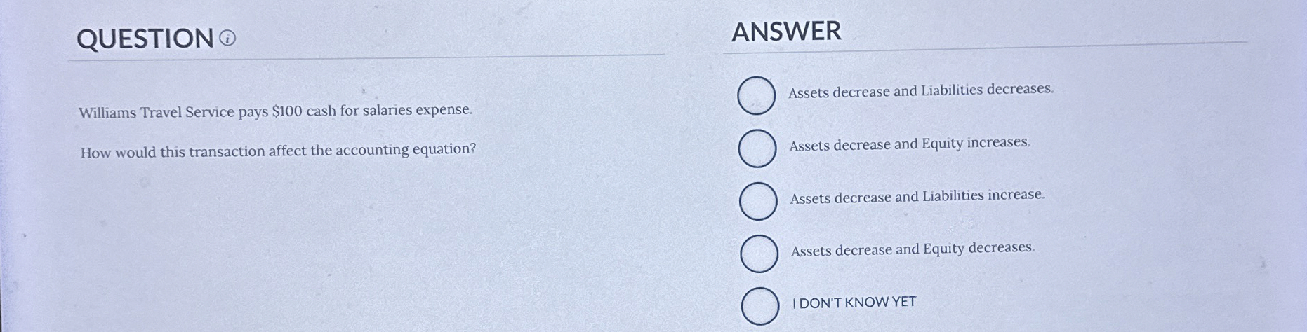 Solved Questionanswerassets Decrease And Liabilities 7628