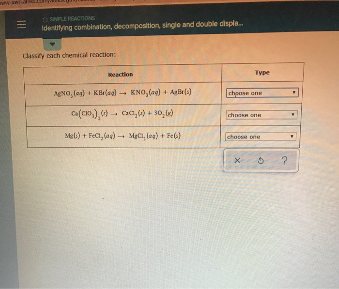 Solved wwwnale.LUMILY SIMPLE REACTIONS Identifying | Chegg.com