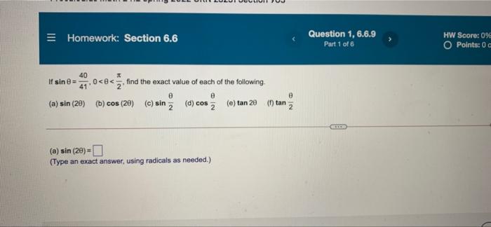 Solved Iii Homework Section 6 6 Question 1 6 6 9 Part 1 Of