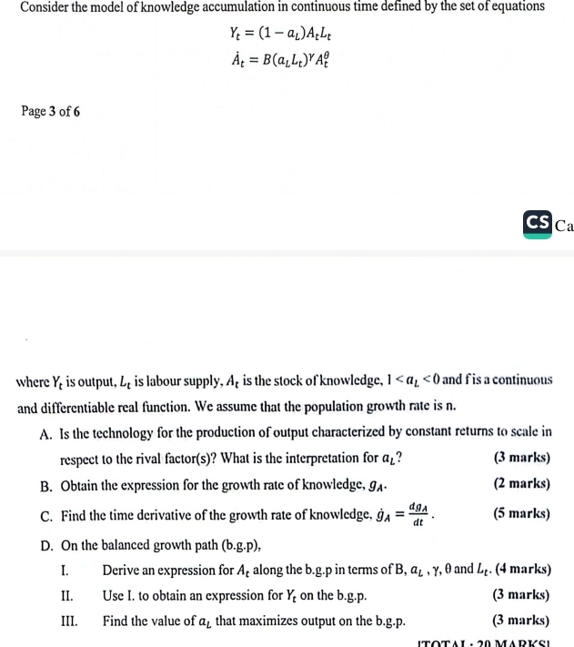 Solved Consider the model of knowledge accumulation in | Chegg.com