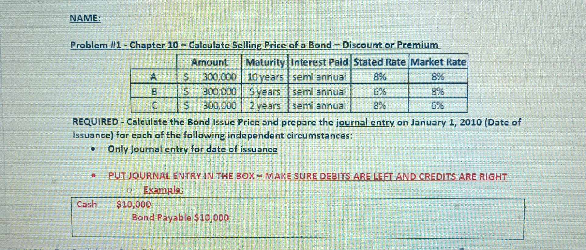 Solved Problem \#1 - Chapter 10 - Calculate Selling Price of | Chegg.com
