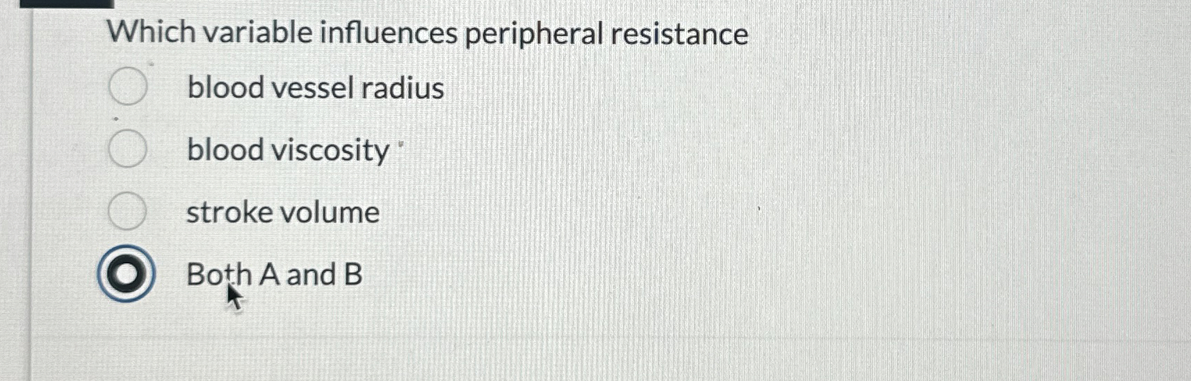 Solved Which variable influences peripheral resistanceblood | Chegg.com