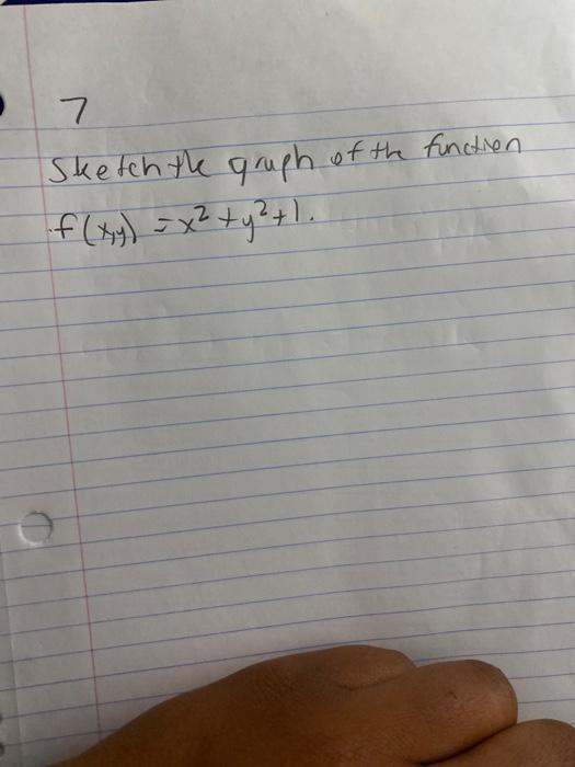 Solved 7 ㄱ Sketch the graph of the function f(xy) = x² + y² | Chegg.com
