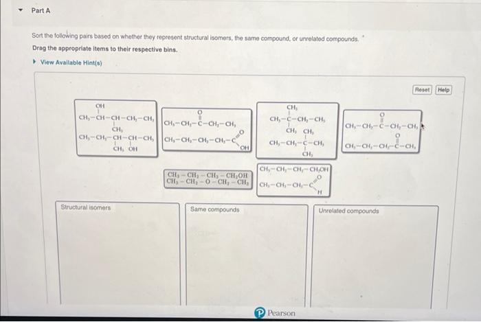 Solved Part A Sort the following pairs based on whether they | Chegg.com