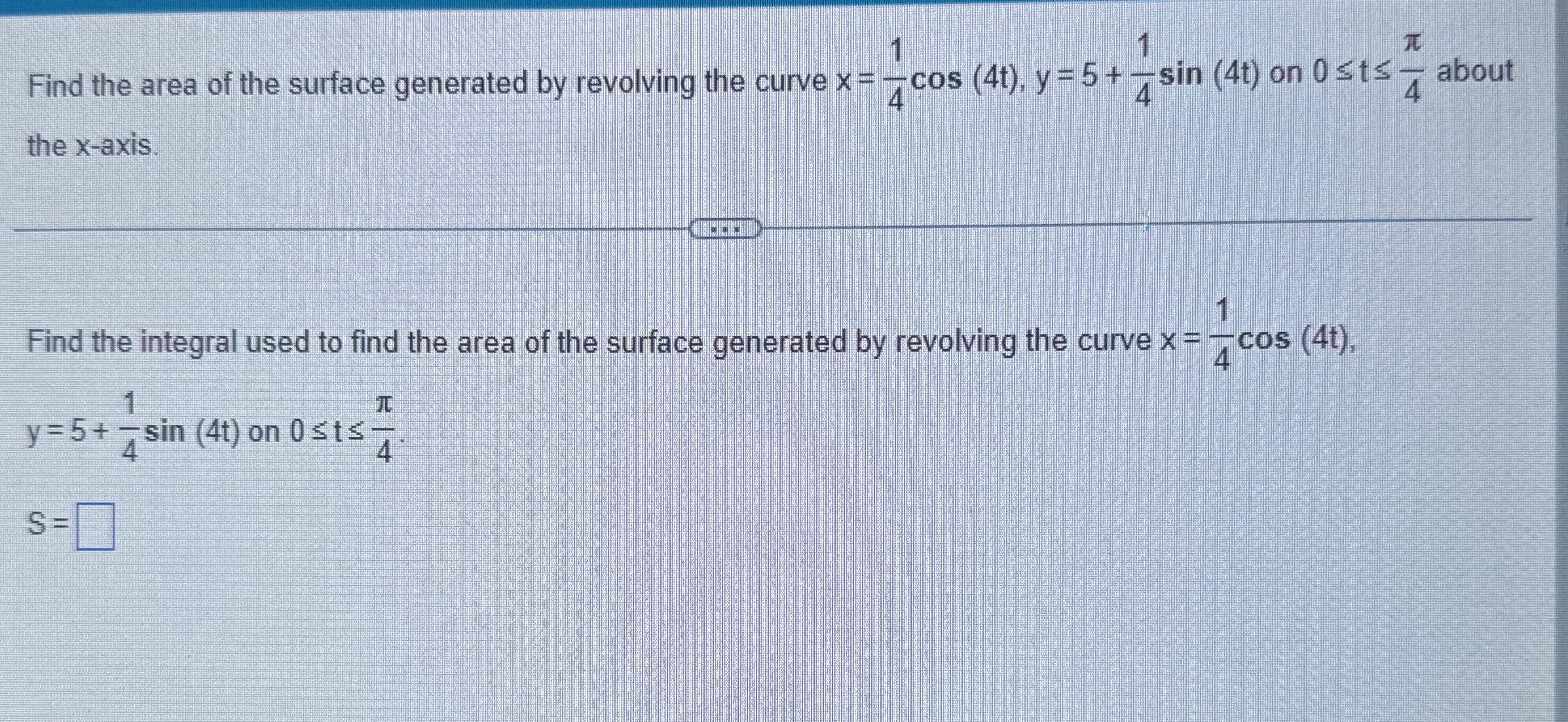 Solved Find the area of the surface generated by revolving | Chegg.com