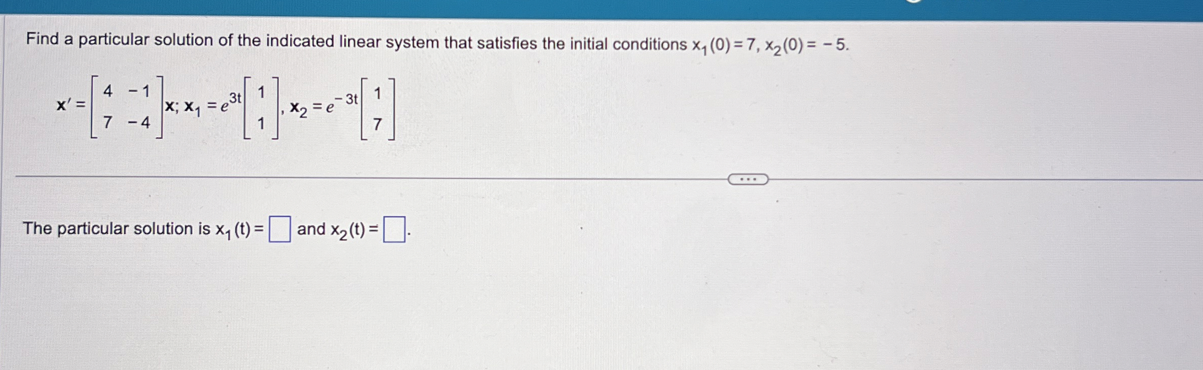 Solved Find a particular solution of the indicated linear | Chegg.com