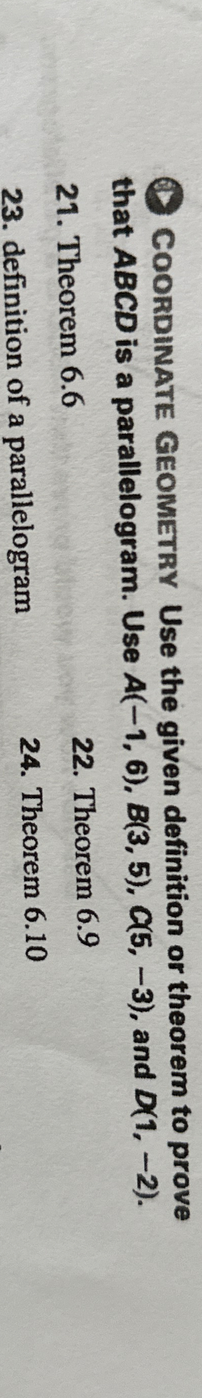 Solved COORDINATE GEOMETRY Use the given definition or | Chegg.com
