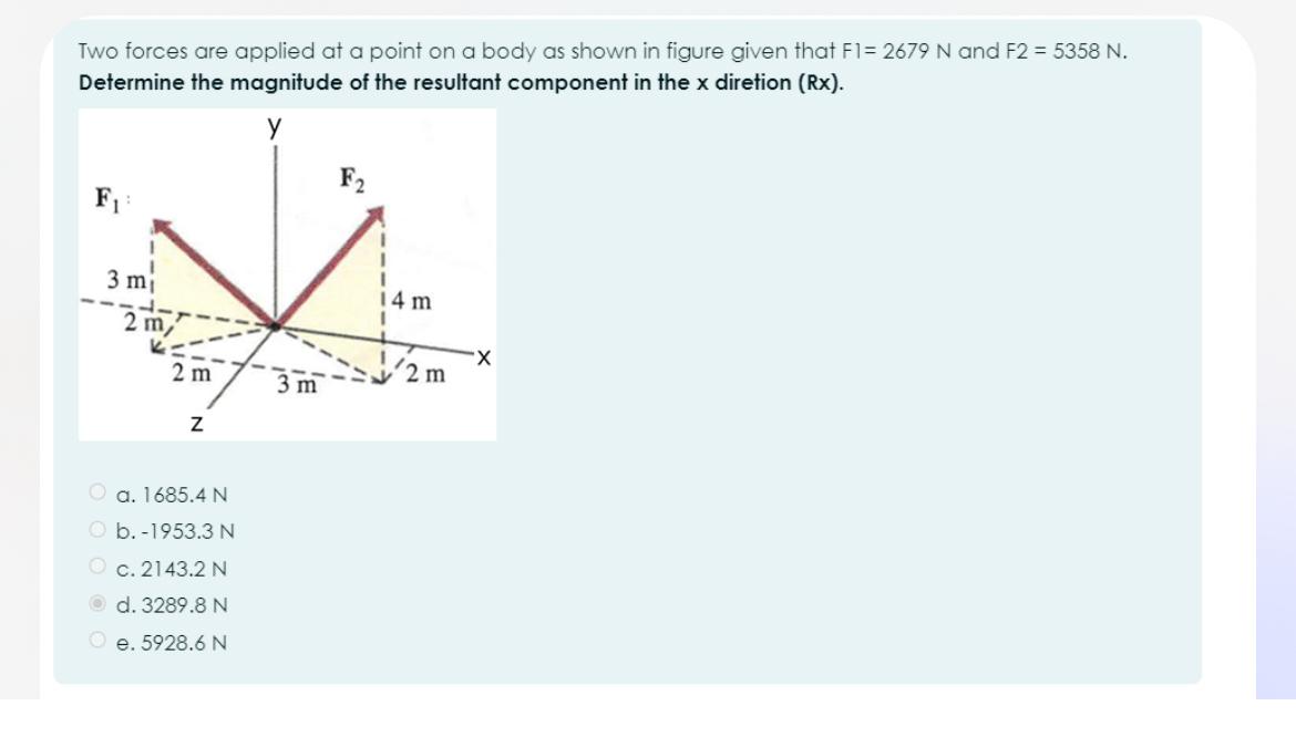 Solved Two forces are applied at a point on a body as shown | Chegg.com | Chegg.com