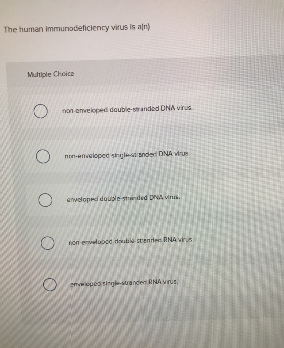 Solved The human immunodeficiency virus is an) Multiple | Chegg.com