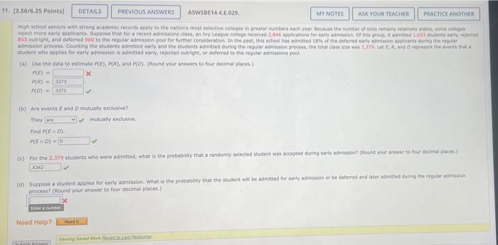 Solved 11. 3.56/6.25 Points DETAILS PREVIOUS ANSWERS | Chegg.com