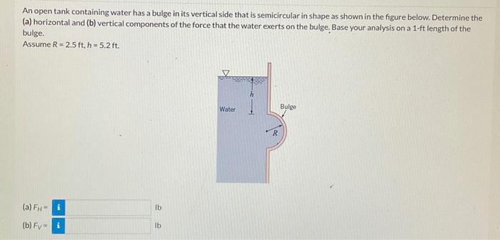 An open tank containing water has a bulge in its | Chegg.com