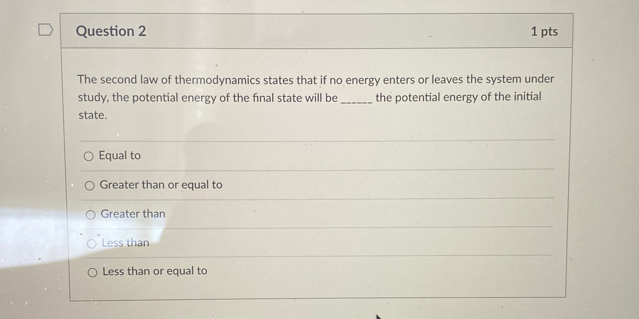 Solved Question 21 ﻿ptsThe second law of thermodynamics | Chegg.com