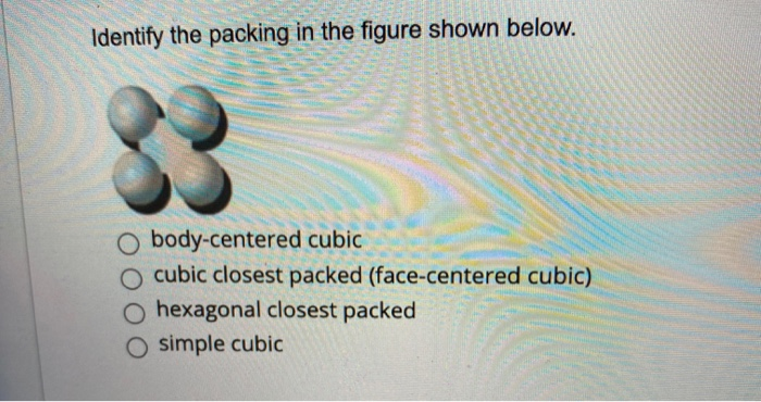 Solved Identify the packing in the figure shown below. O | Chegg.com