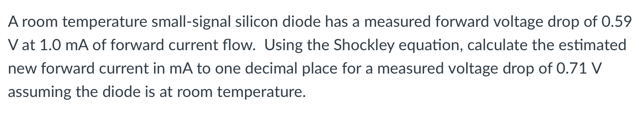 Solved A room temperature small-signal silicon diode has a | Chegg.com