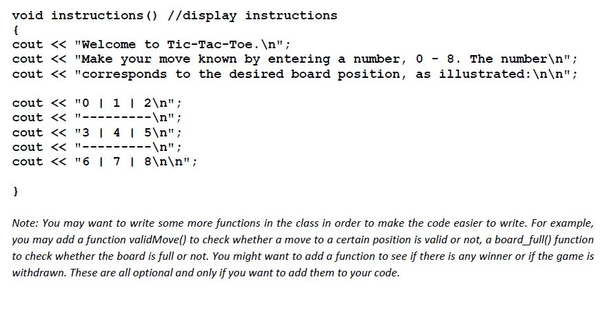 Solved Create A Class Tictactoe That Will Enable You To