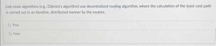 Solved Link-state algorithms (e.g., Dijkstra's algorithm) | Chegg.com