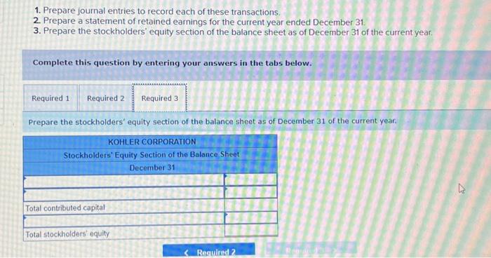 Solved Kohler Corporation reports the following components | Chegg.com